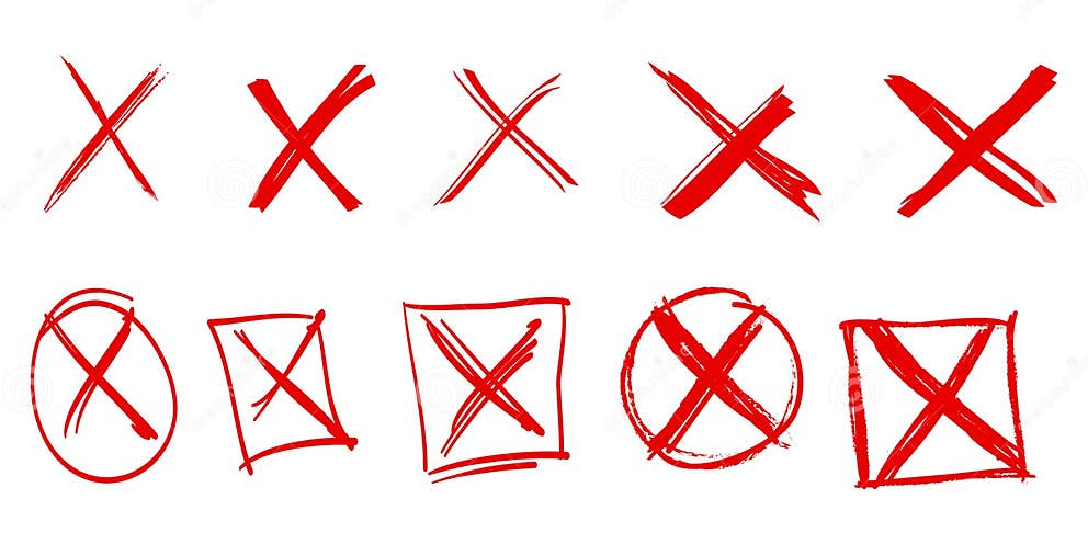 Cross Mark Symbol. Doodle Set of Wrong Sign or False Mark Stock Vector ...