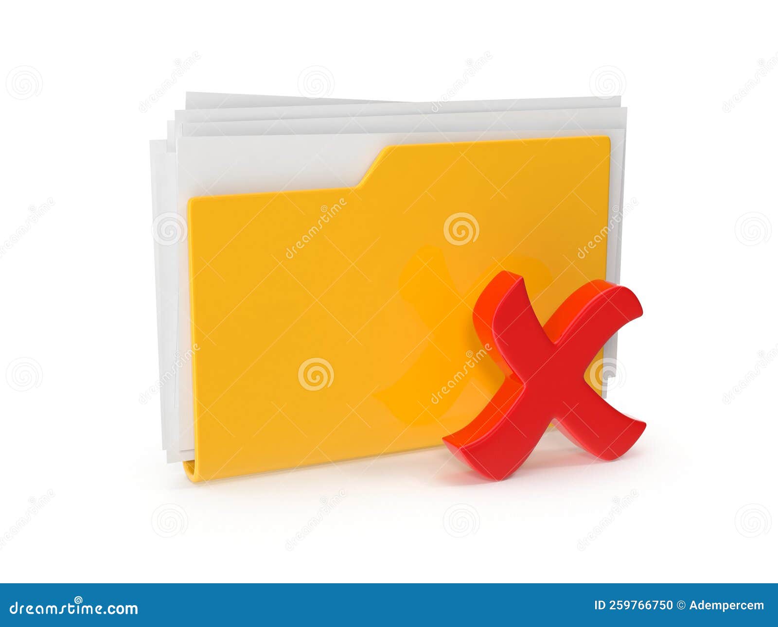 Cross Mark Symbol and Yellow Folder Stock Illustration - Illustration ...