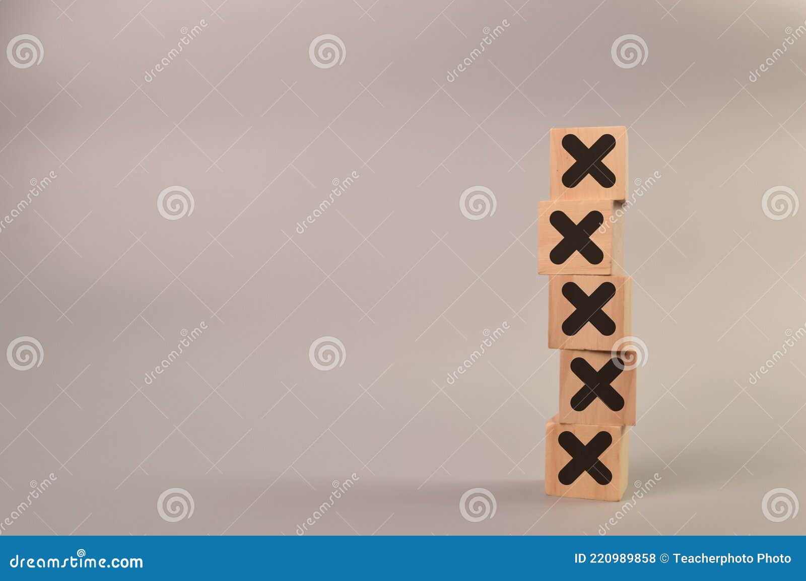 Cross Marks on Wooden Blocks with Copy Space Stock Photo - Image of ...
