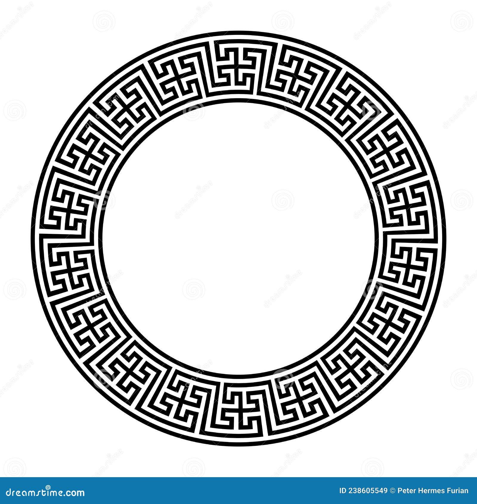 Circle Frame, Seamless Disconnected Meander Pattern Stock Vector ...