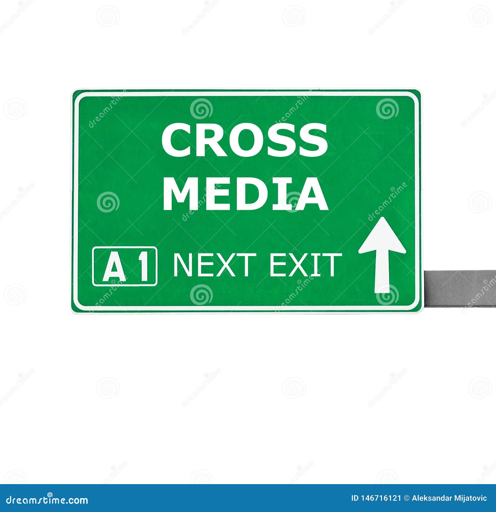 CROSS MEDIA Road Sign Isolated on White Stock Image - Image of post ...
