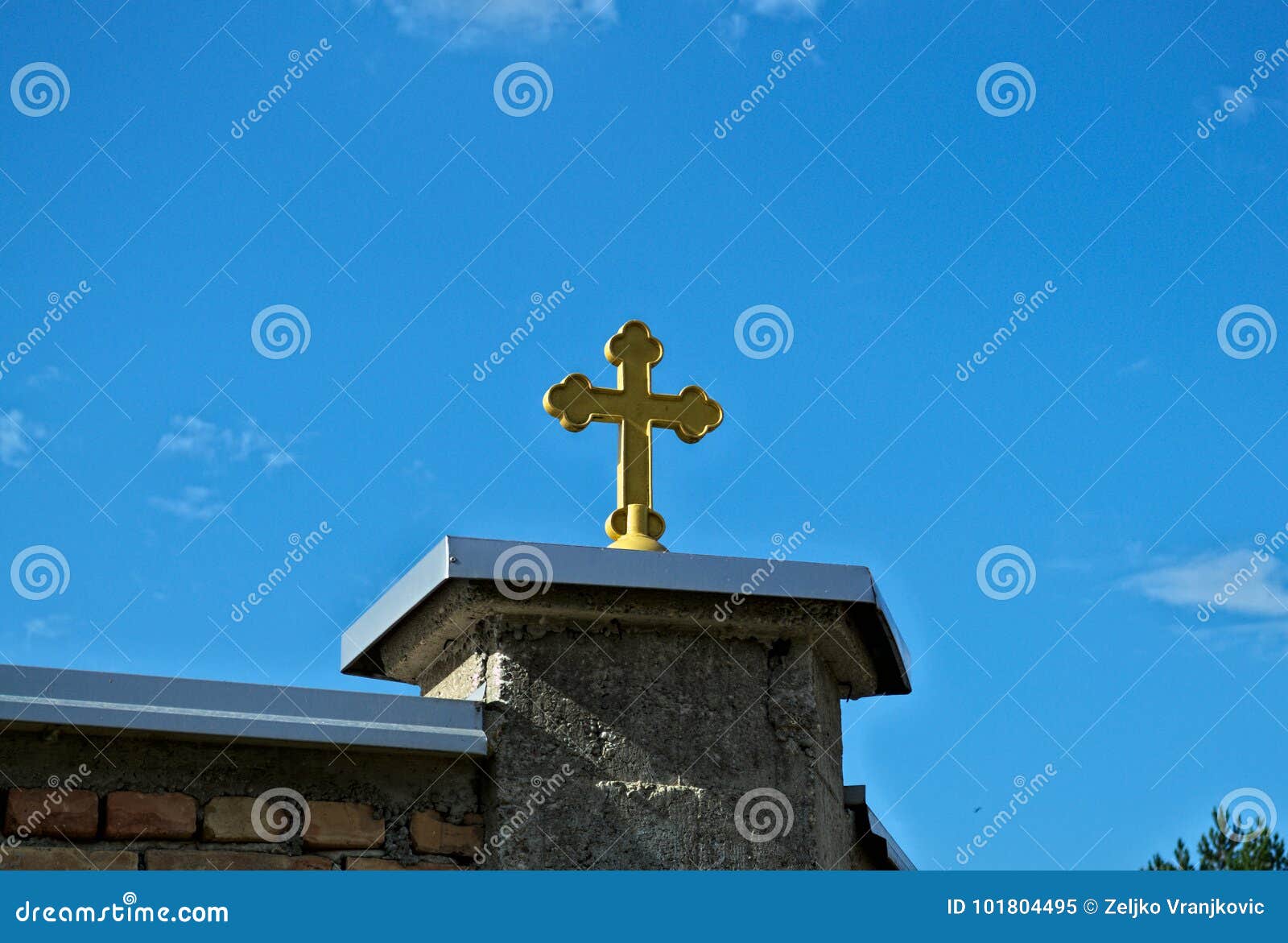Cross on Monastery Fence and Sky in Background Stock Image - Image of ...