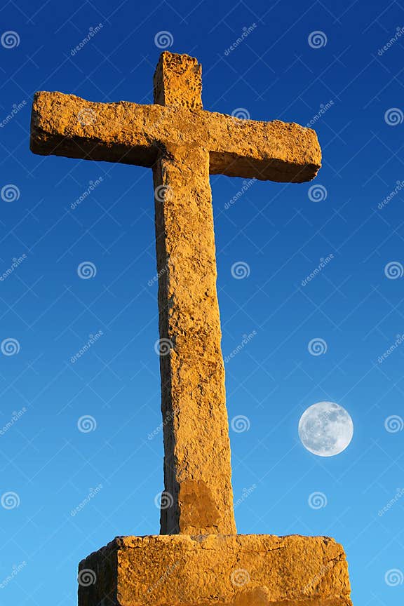 Cross and Moon stock image. Image of silhouette, christianity - 3636917