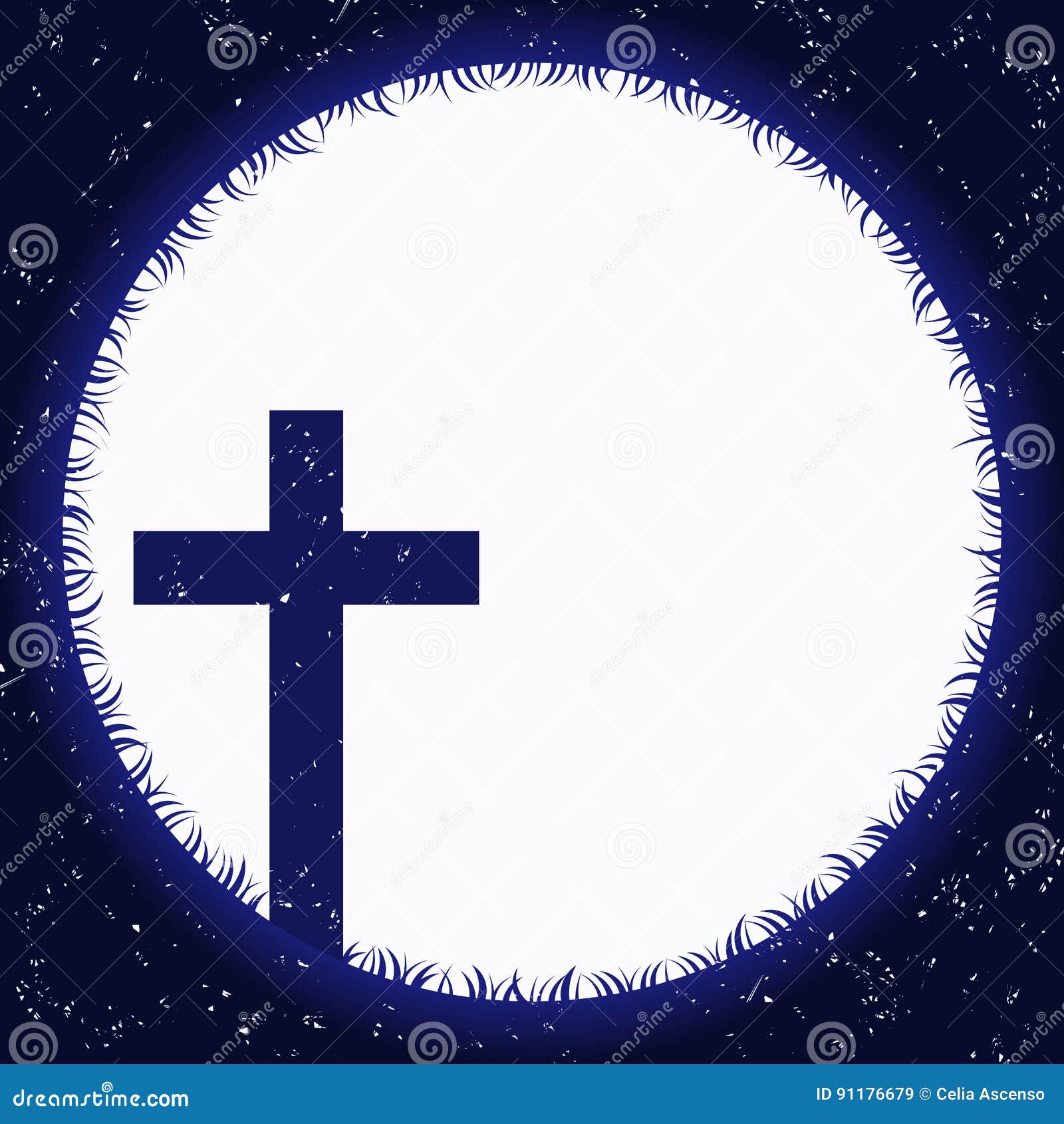 Cross and moon at night stock illustration. Illustration of belief ...