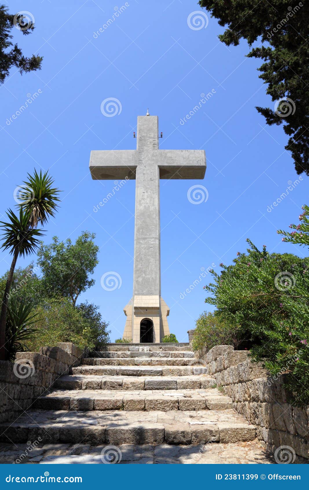 Cross on Mount Filerimos, Greece, Rhodes Stock Image - Image of greece ...