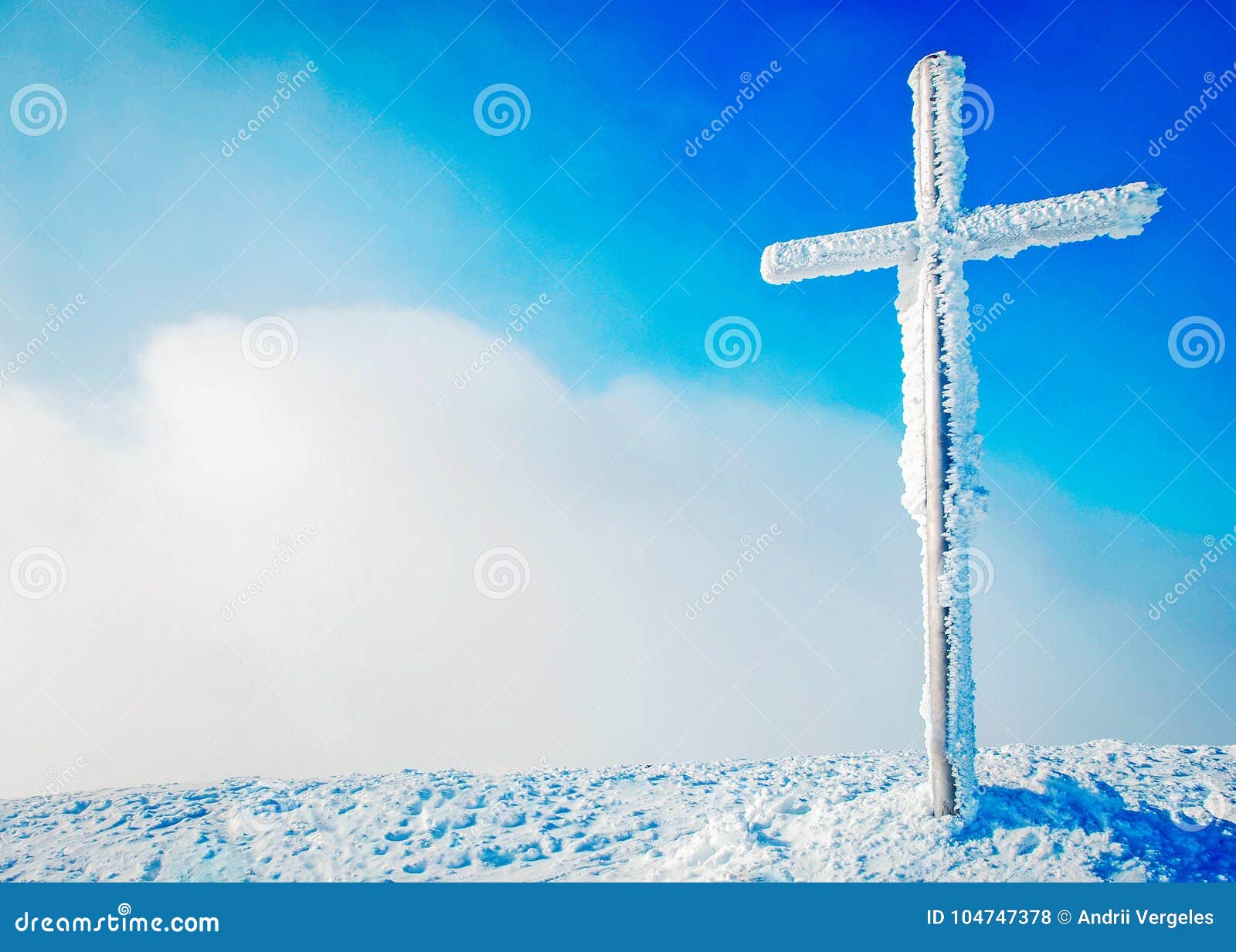 Cross on the Mountain Summit Stock Photo - Image of cloudy, faith ...