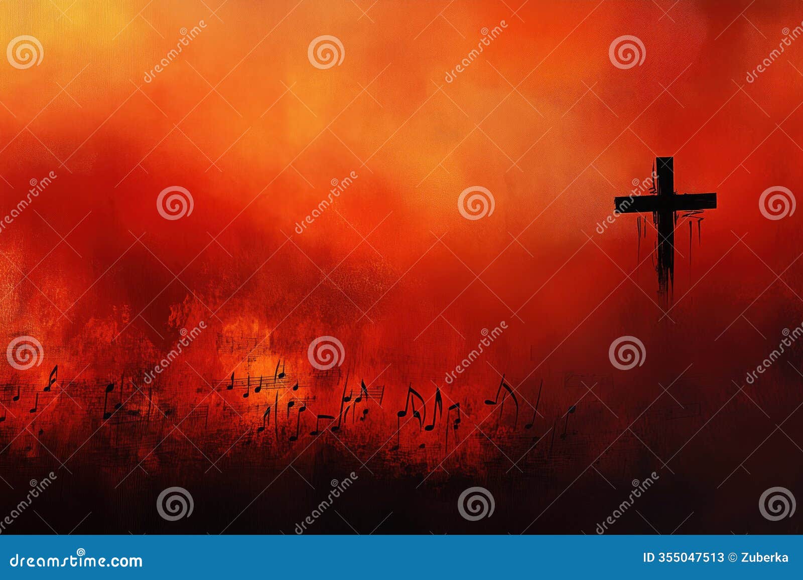 Cross with Music Notes Background Stock Illustration - Illustration of ...