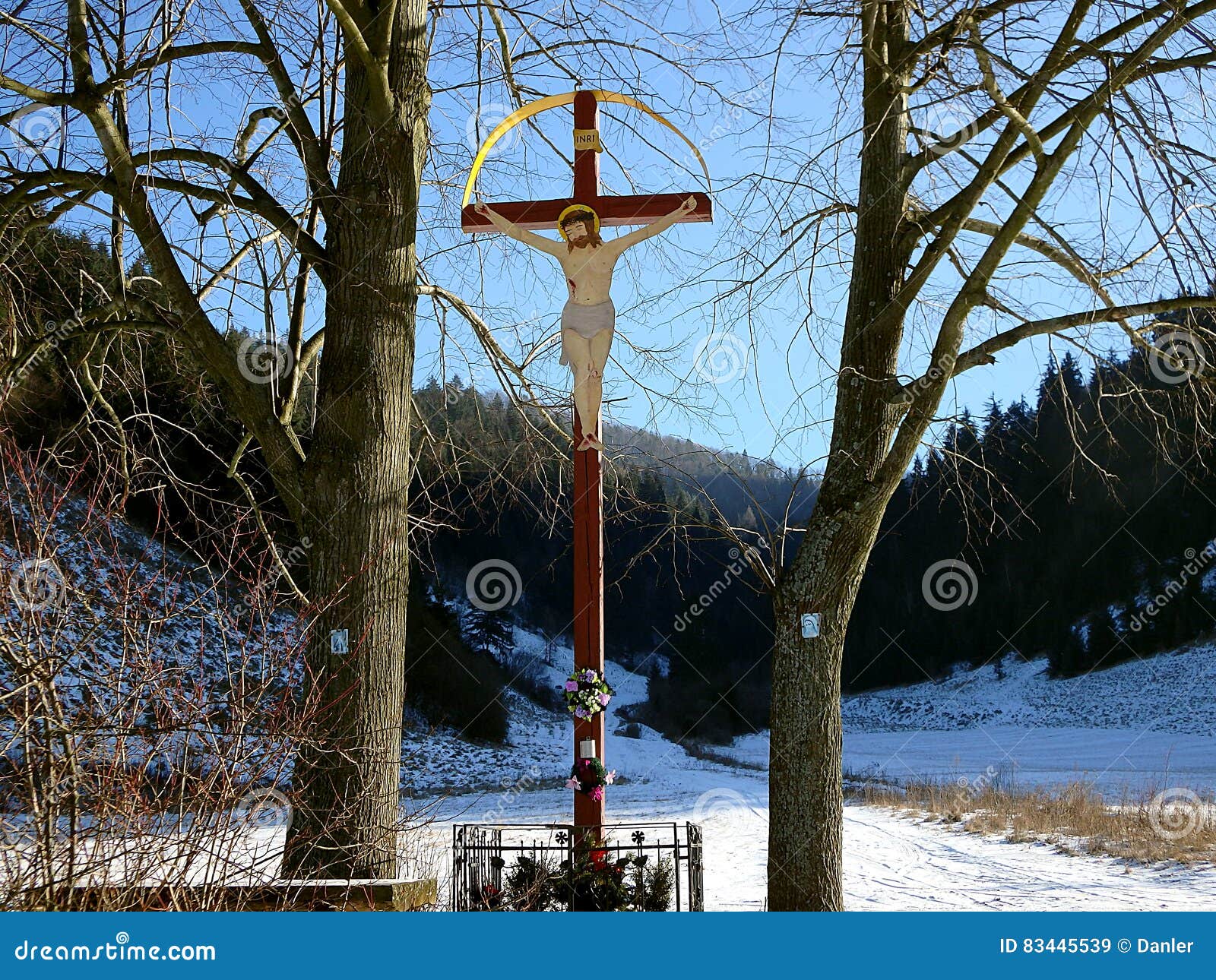 Cross in nature stock image. Image of crossroads, lonely - 83445539
