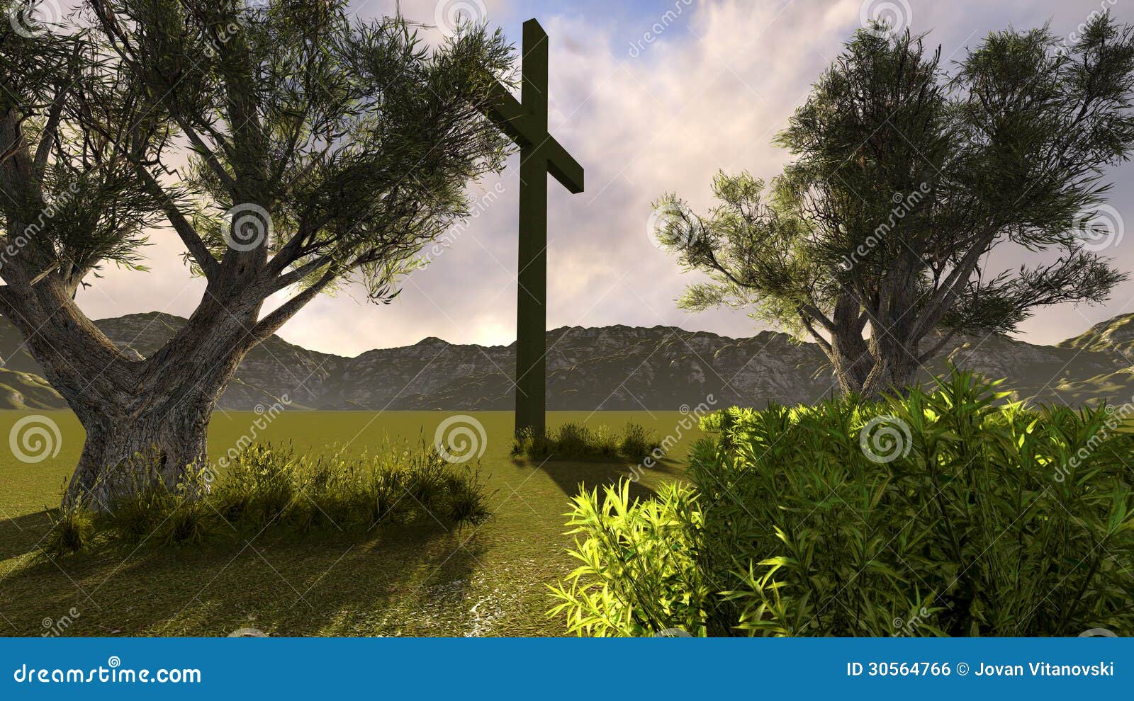 Cross in nature stock illustration. Illustration of symbol - 30564766