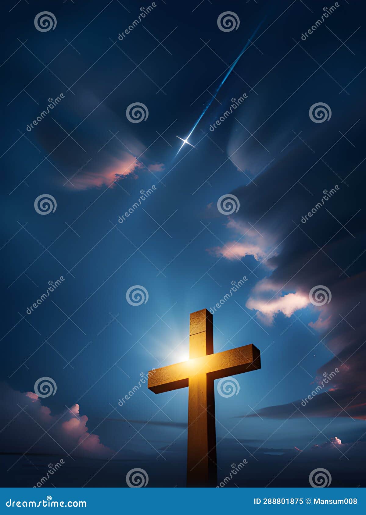 Cross in the Night Sky, Ai Generated Stock Illustration - Illustration ...