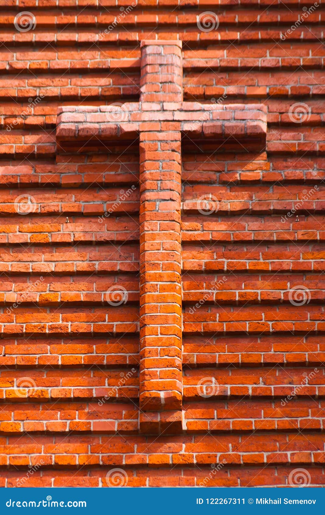 Cross on Old Old Brick Wall, Red Brick Stock Image - Image of symbol ...