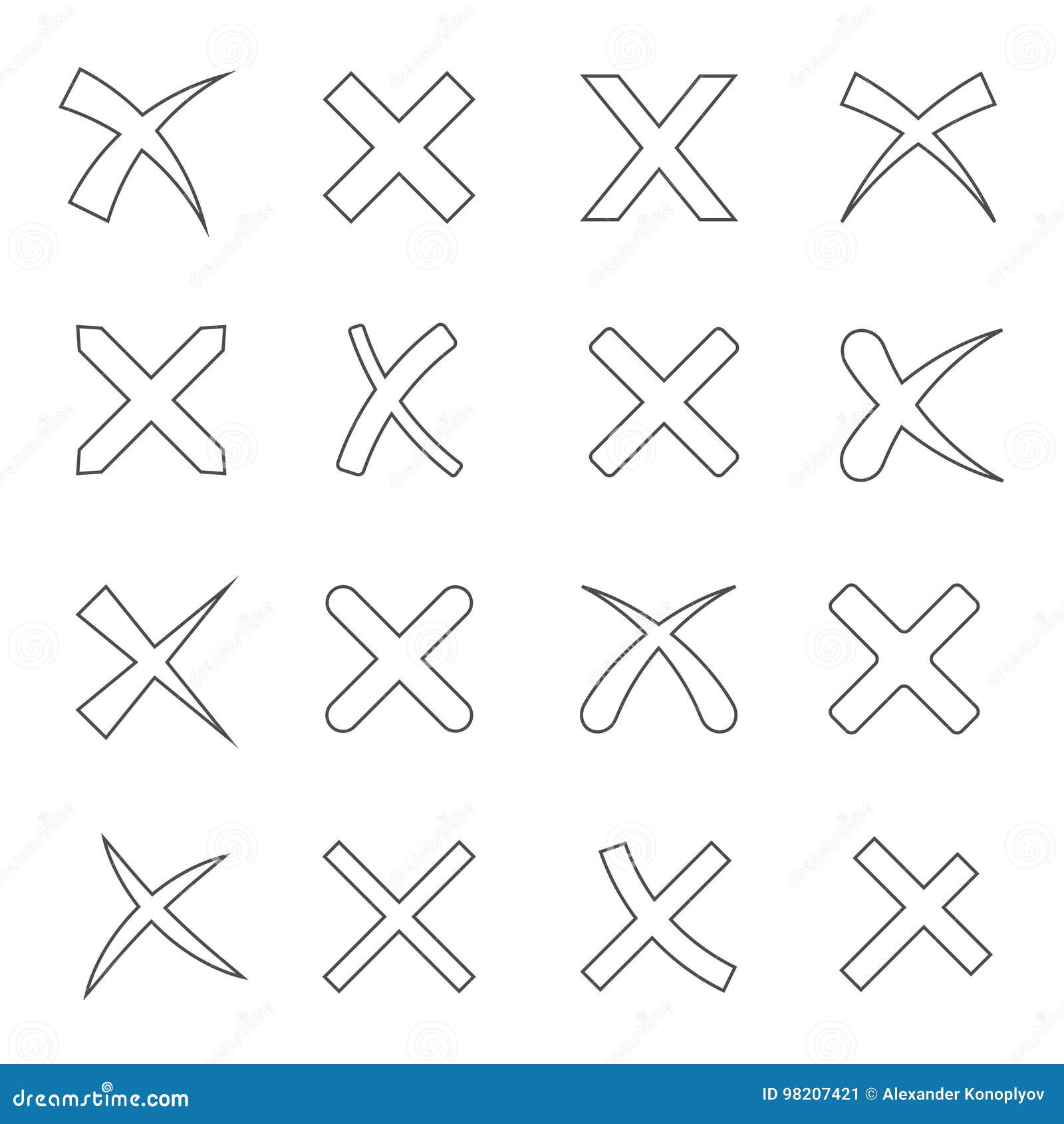 Cross outline set stock vector. Illustration of accept - 98207421