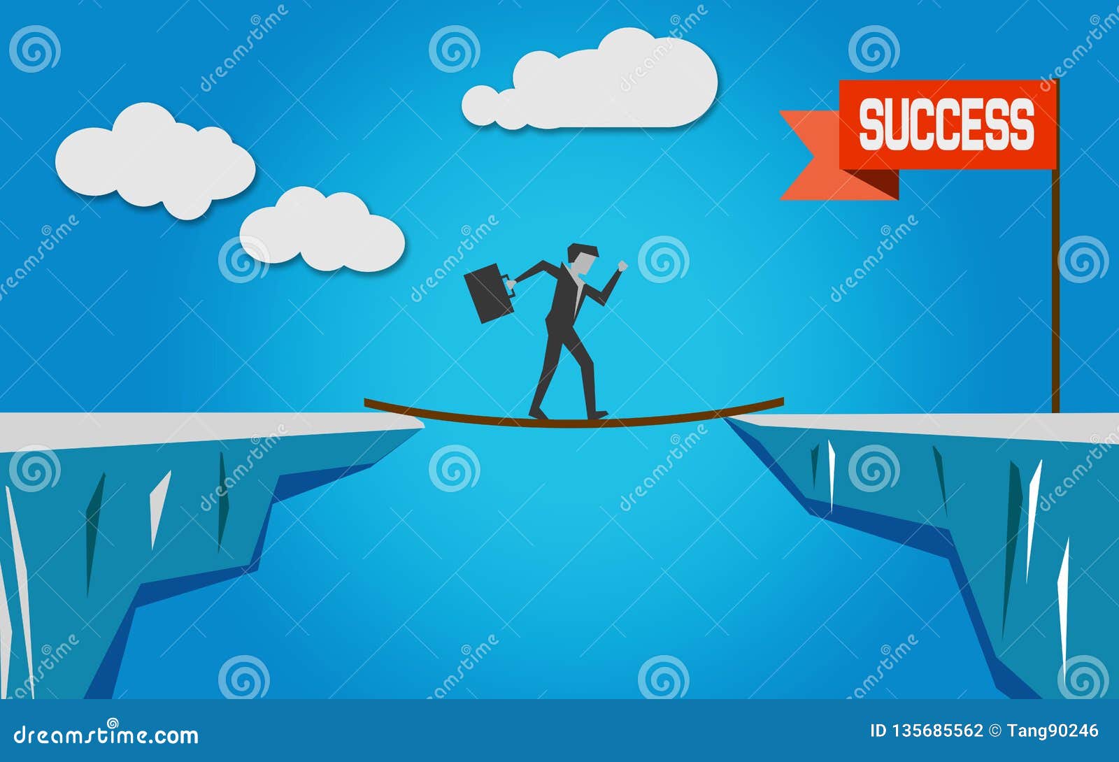 Cross Over the Bridge for Success Stock Illustration - Illustration of ...