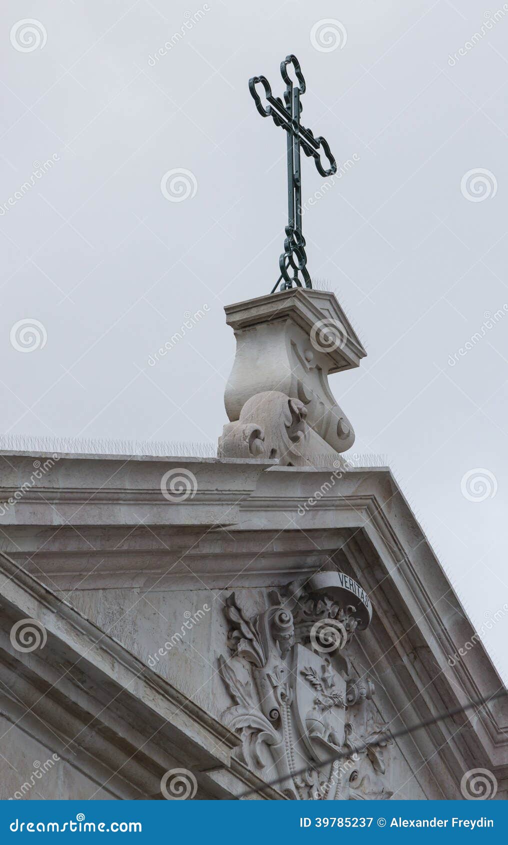 Cross Over a Cathedral in Lisbon, Portugal Stock Image - Image of ...