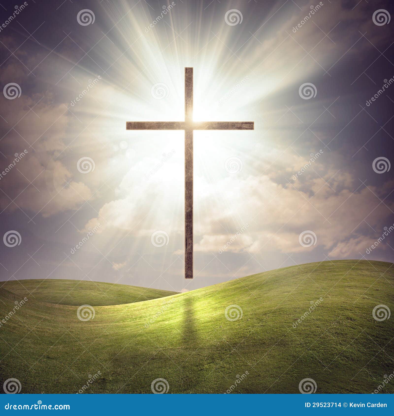 Cross over field stock photo. Image of christ, surreal - 29523714