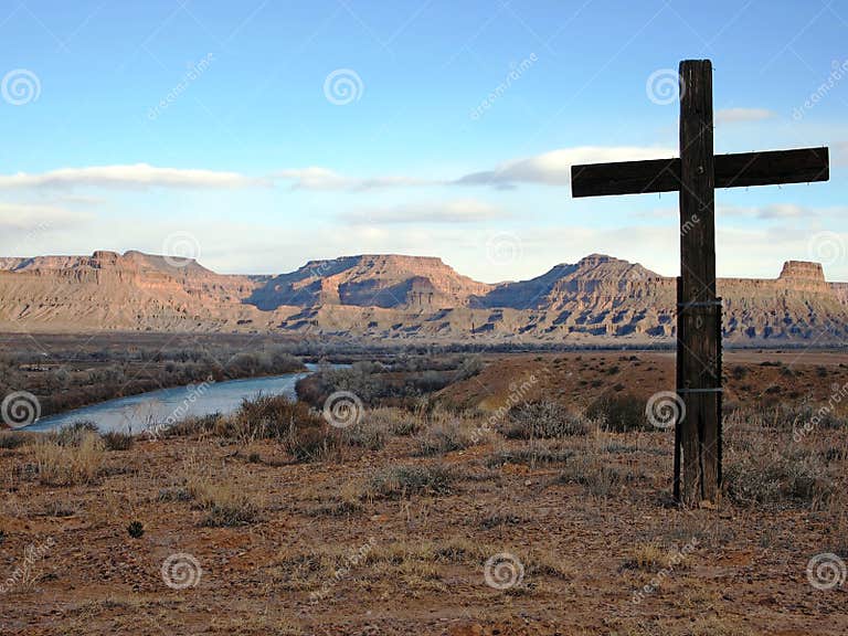 Cross Over the River stock photo. Image of butte, wooden - 18743178