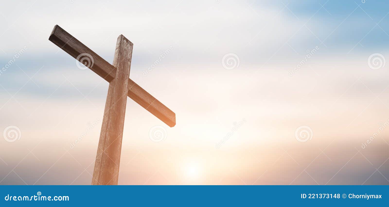 Cross over sunset sky stock photo. Image of cross, clouds - 221373148