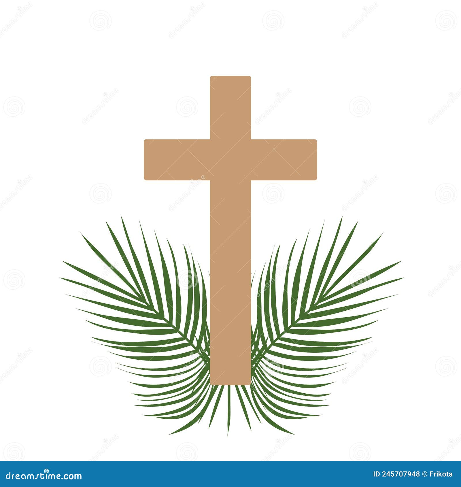 Cross with Palm Branches. Holy Week Inspiration. Vector Illustration ...