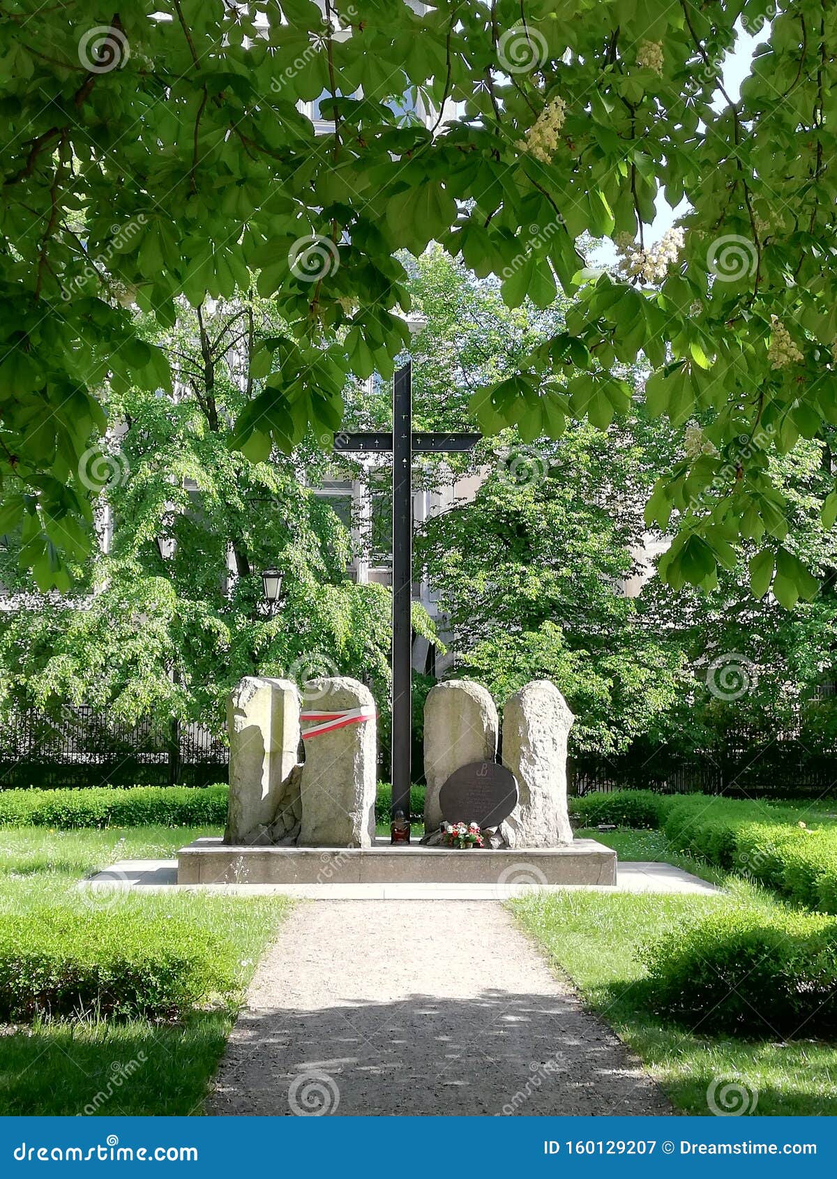 Cross in the park stock image. Image of cross, monument - 160129207