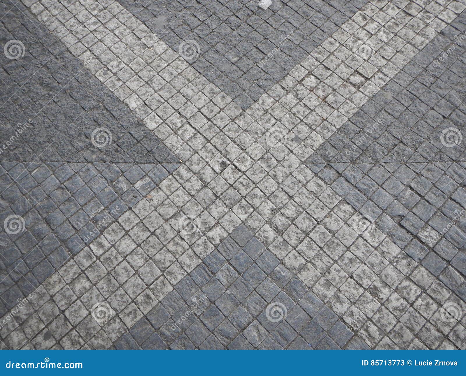 Cross Pattern in a Street Cobble Pavement Stock Image - Image of brick ...