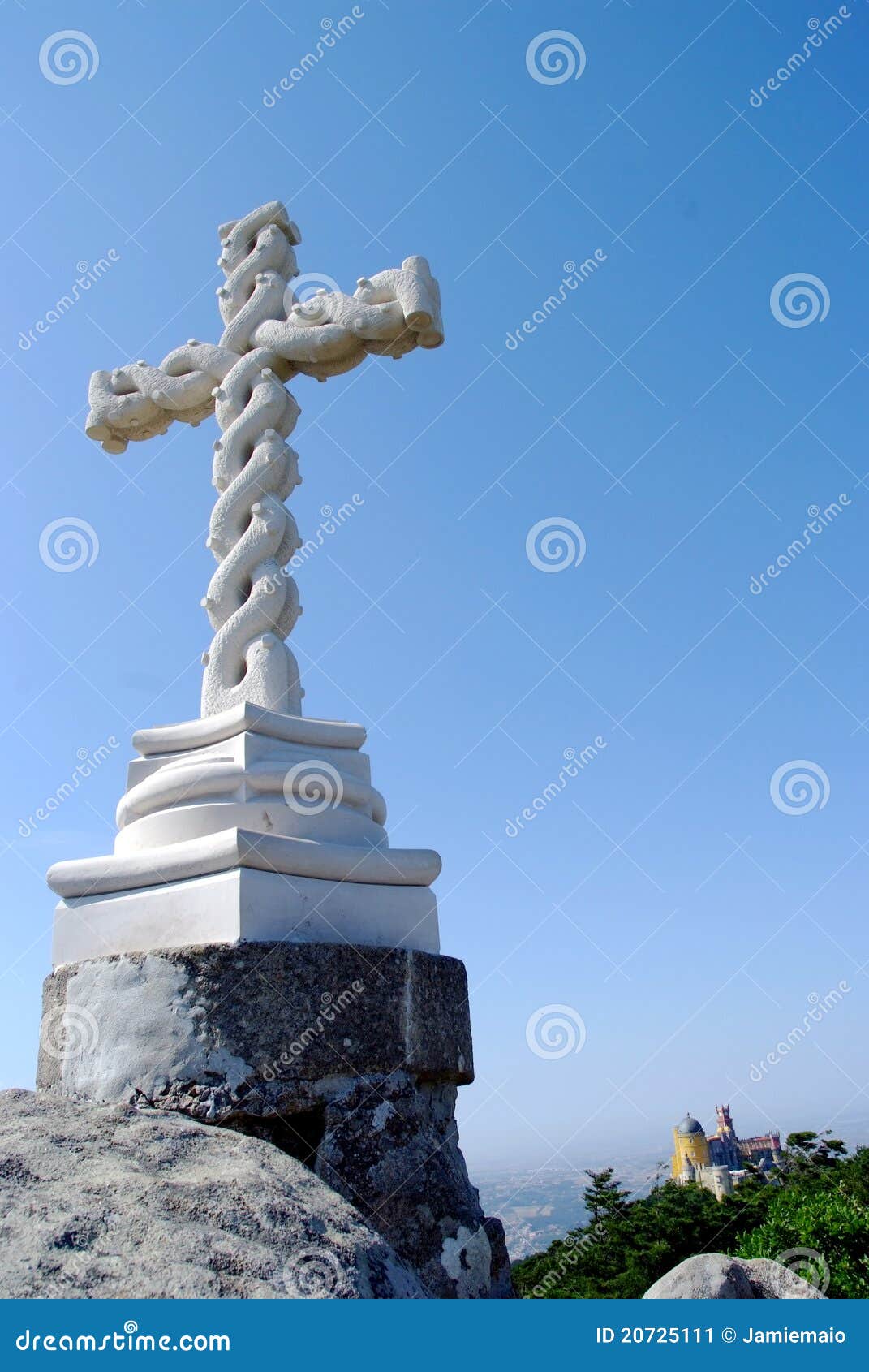 Cross and Pena National Palace Stock Image - Image of manueline ...