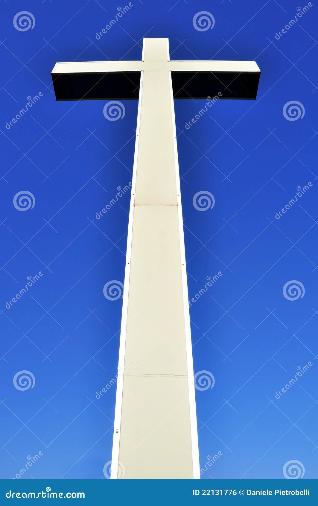 Cross in Perspective on Blue Sky Stock Photo - Image of calvary, faith ...