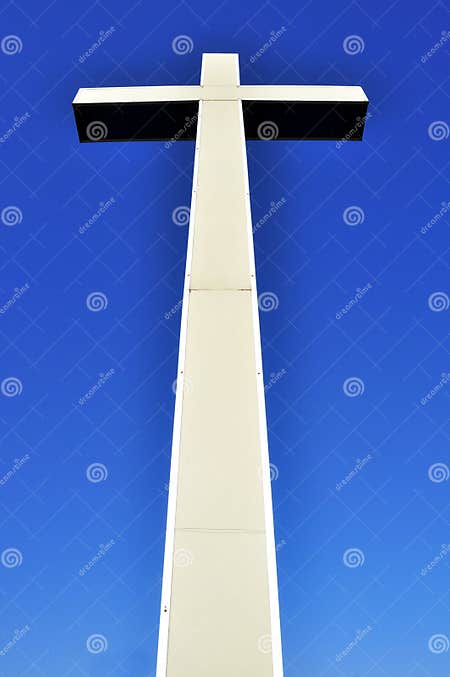 Cross in Perspective on Blue Sky Stock Photo - Image of calvary, faith ...