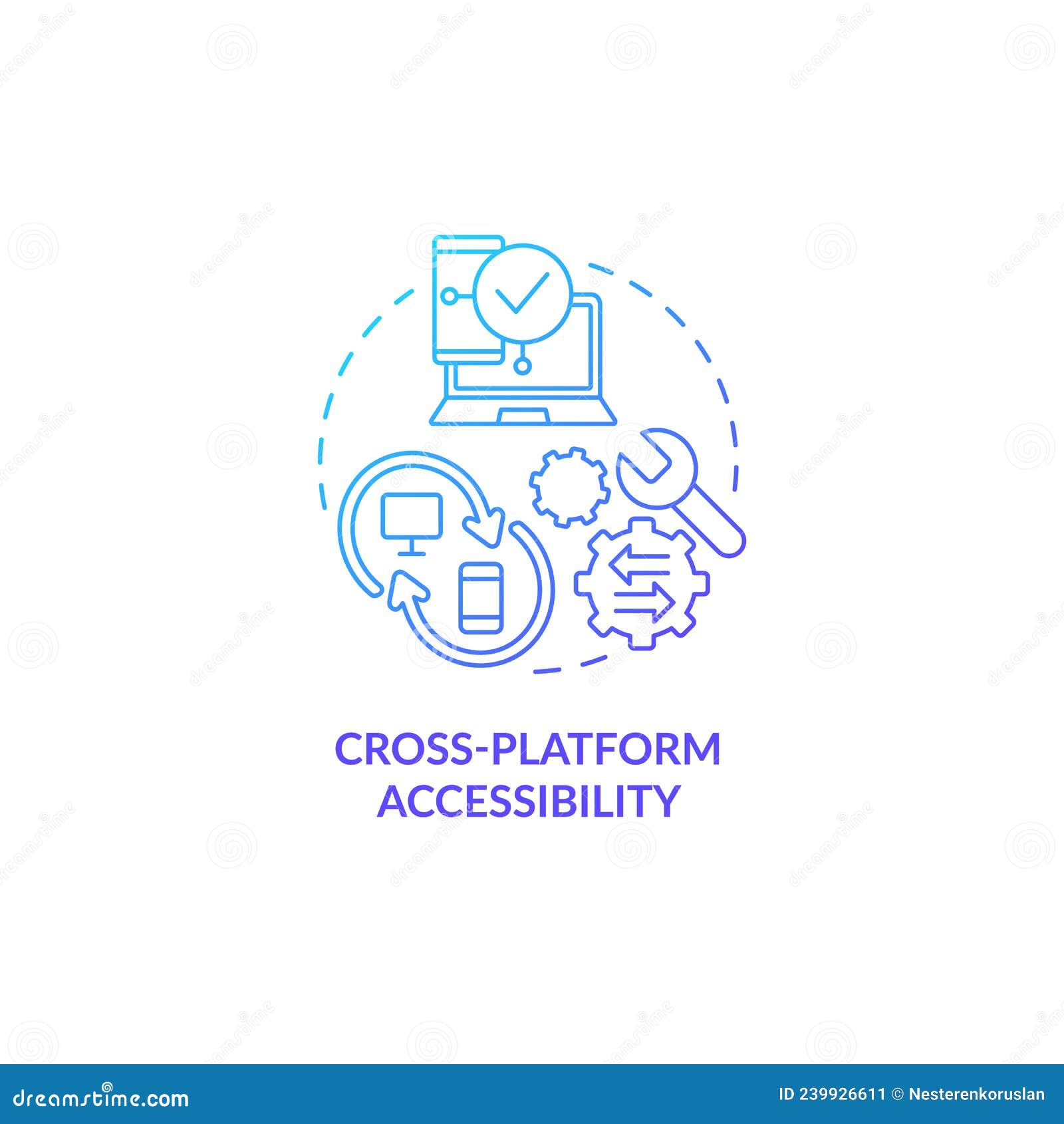 Cross Platform Accessibility Blue Gradient Concept Icon Stock Vector ...