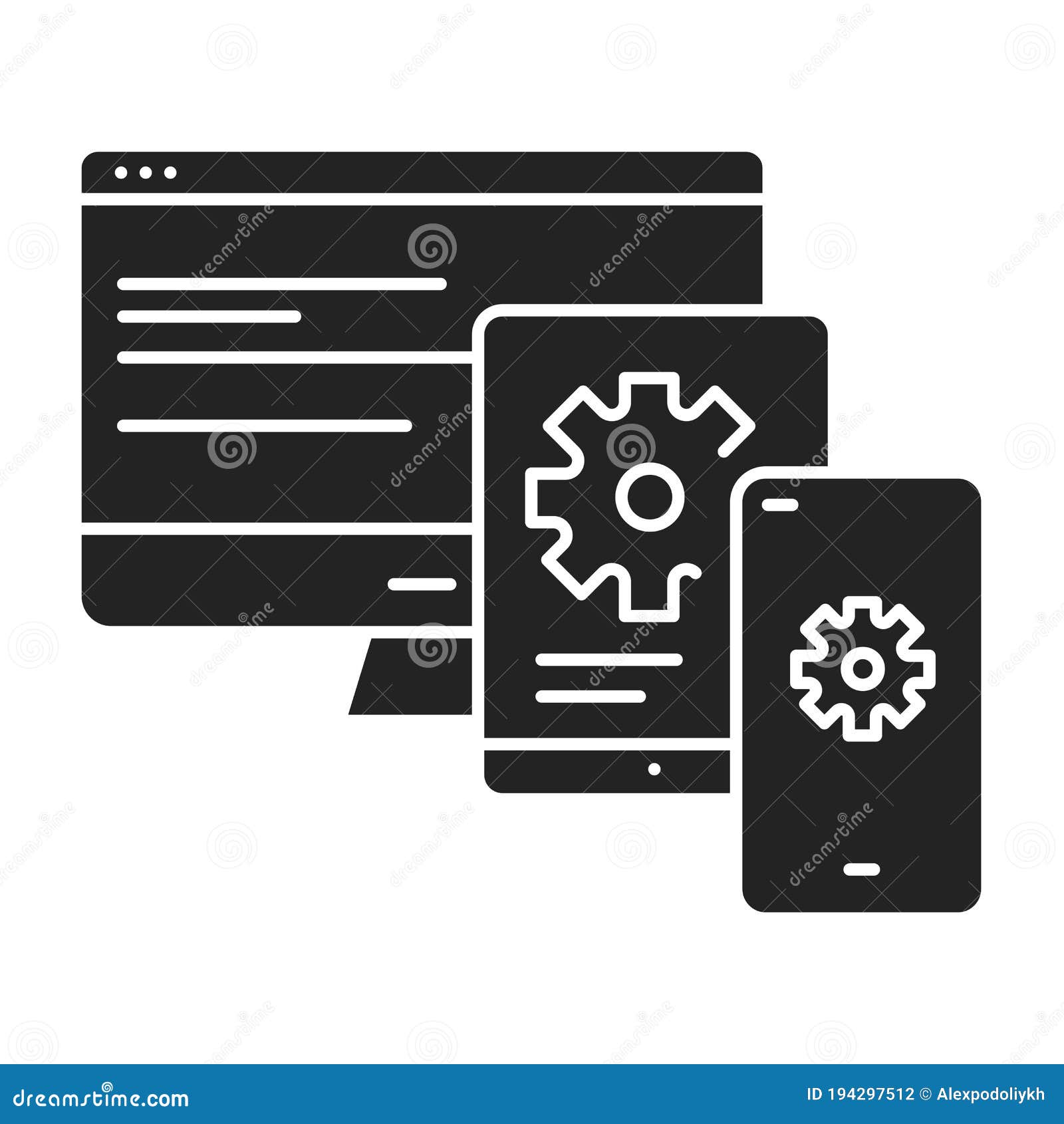 Cross Platform App Black Glyph Icon. Refers To the Development of ...