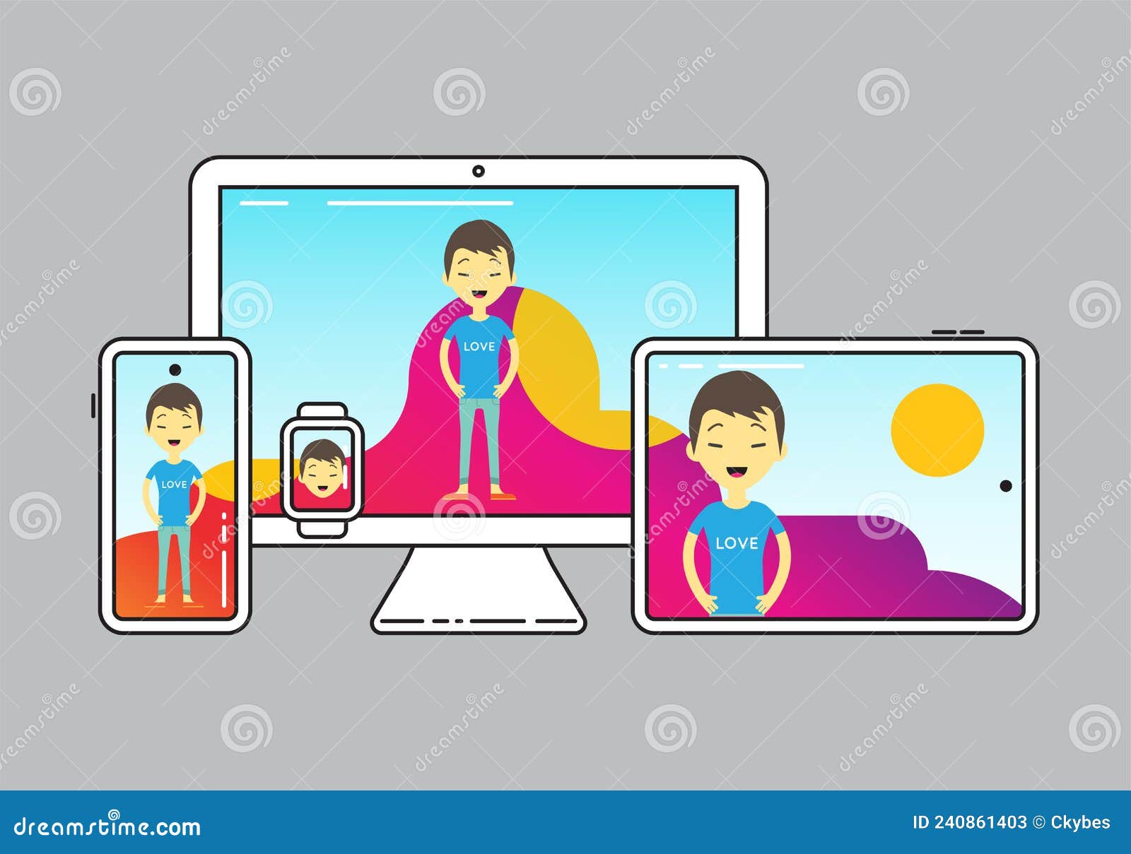 Cross-platform App. Vector Illustration. Cross Platforming Devices ...