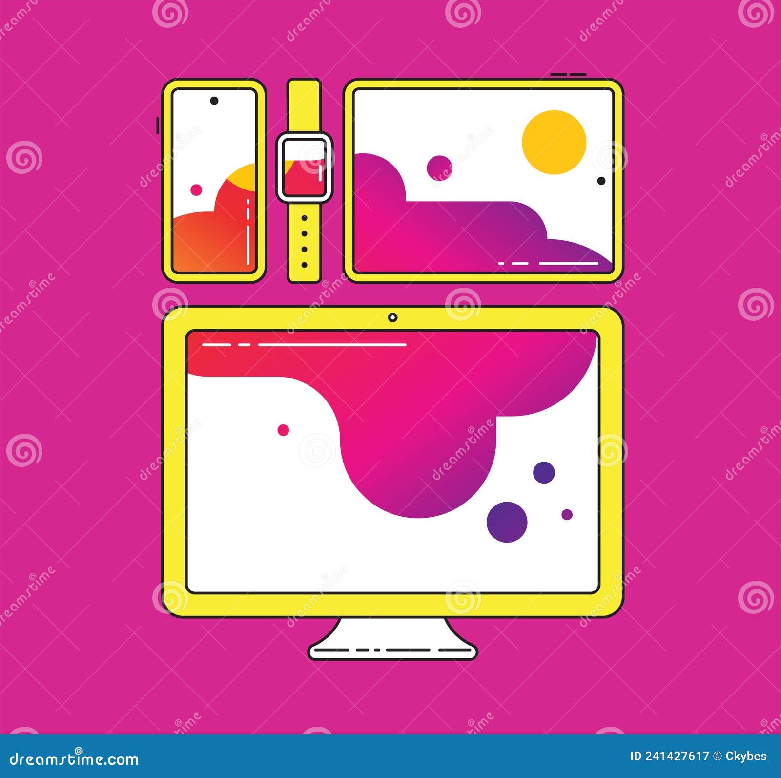 Cross-platform App. Vector Illustration. Cross Platforming Devices ...