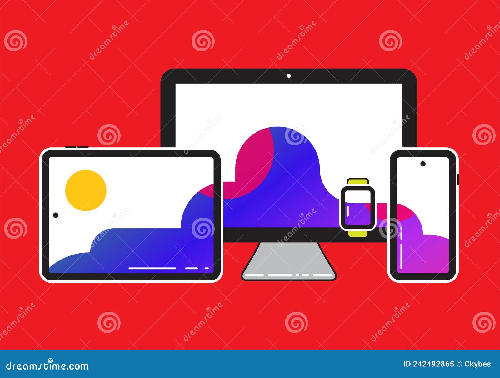 Cross-platform App. Vector Illustration. Cross Platforming Devices ...