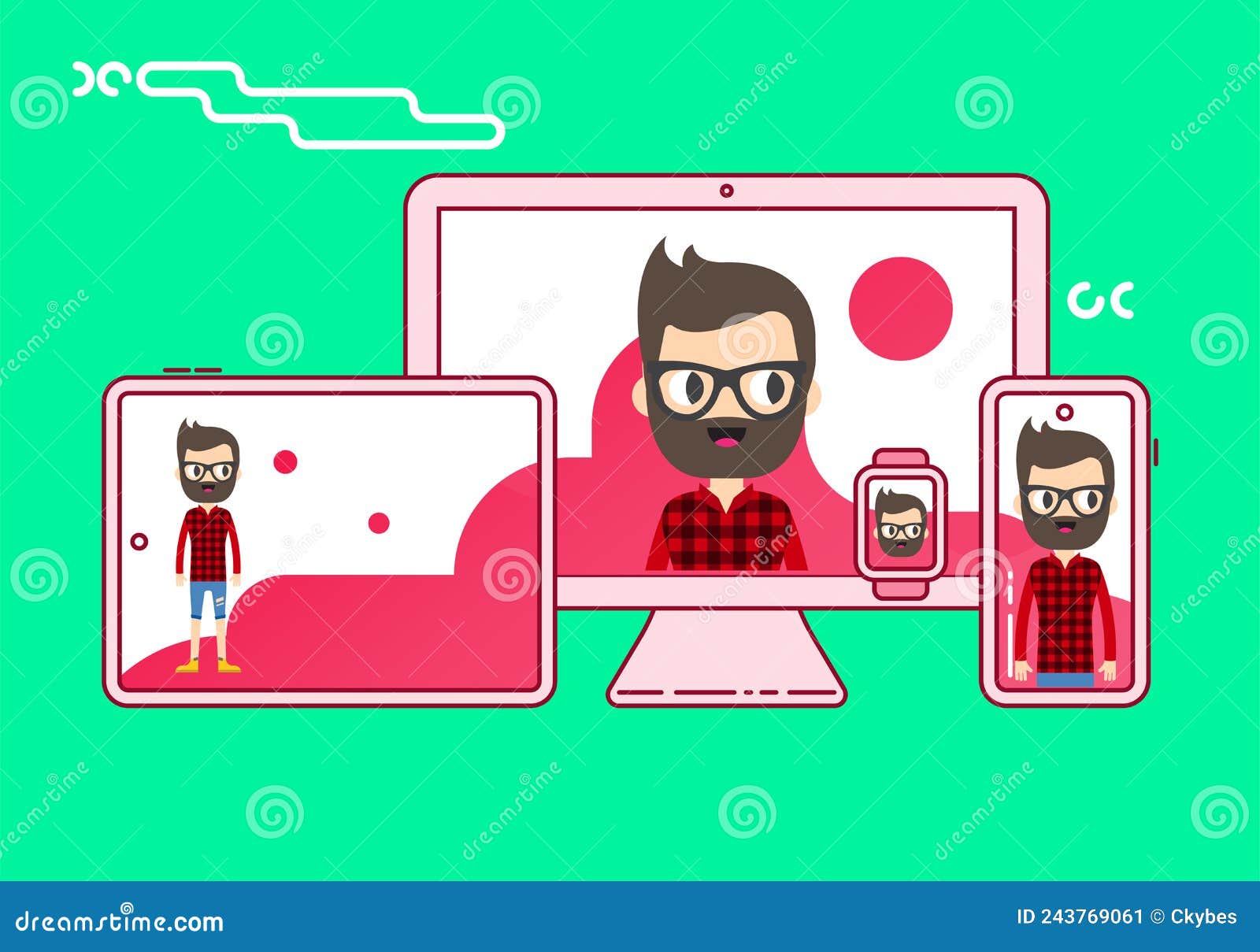 Cross-platform App. Vector Illustration. Cross Platforming Devices ...