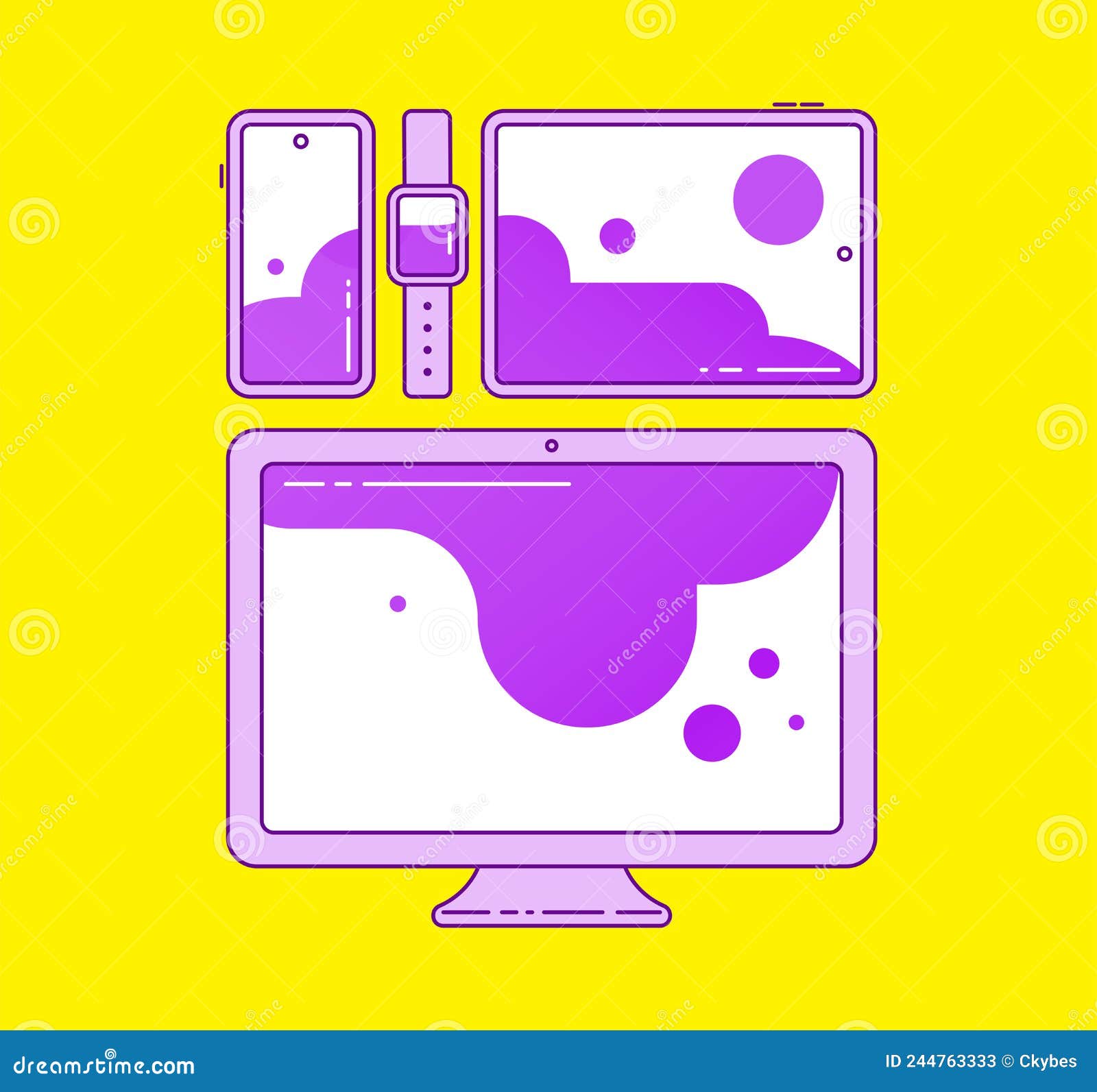 Cross-platform App. Vector Illustration. Cross Platforming Devices ...
