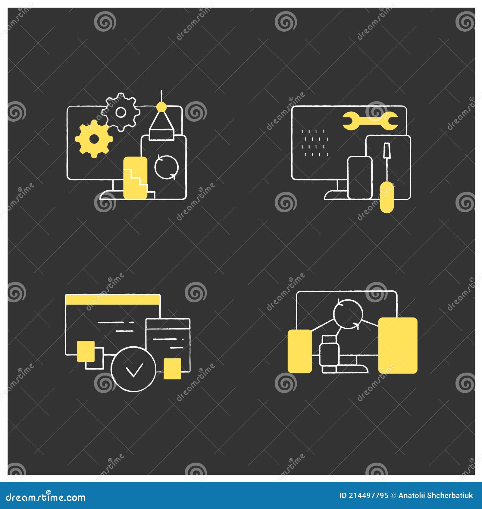 Cross Platform Chalk Icons Set Stock Vector Illustration Of Creative Compatibility 214497795