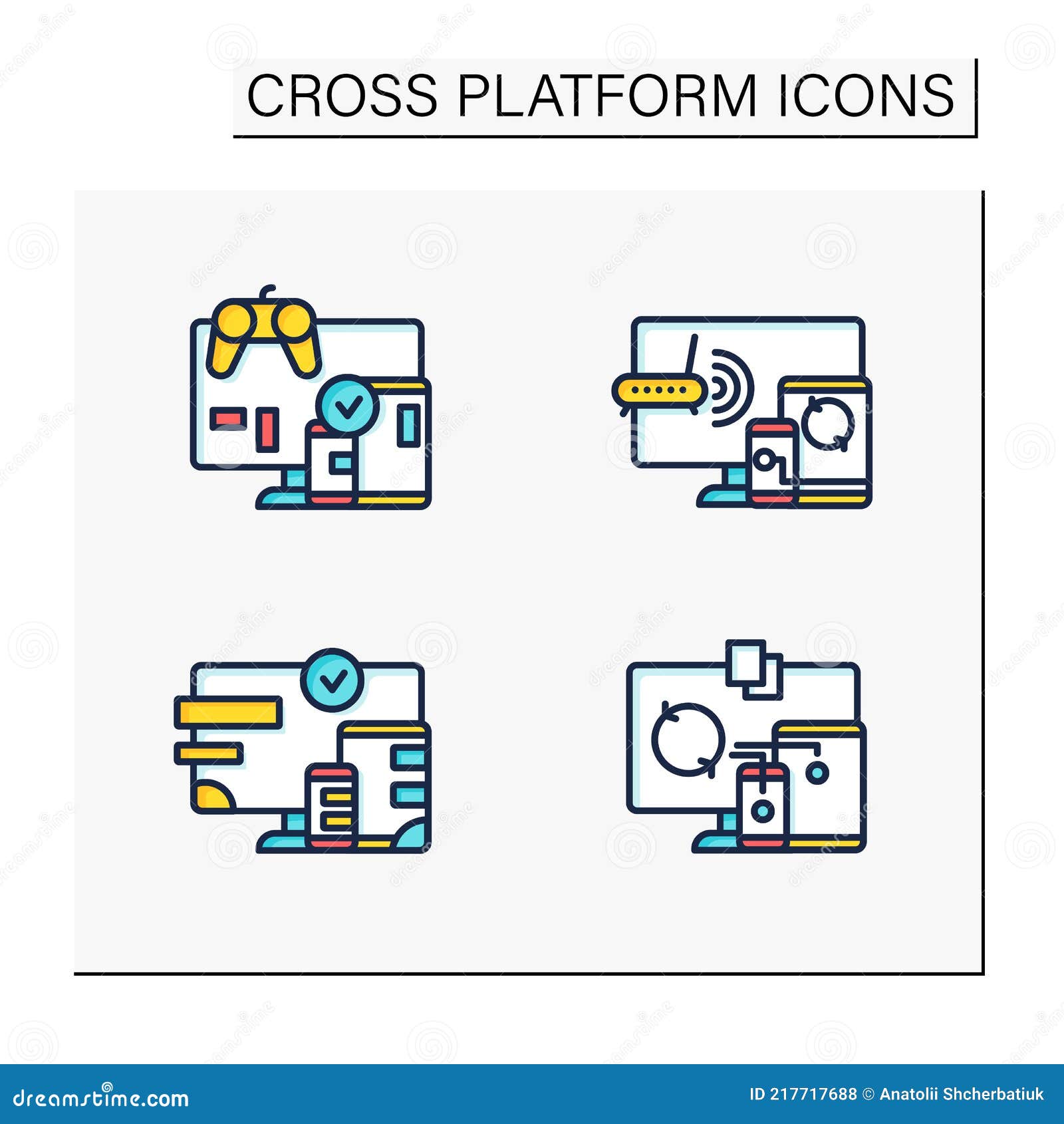 Cross Platform Color Icons Set Stock Vector - Illustration of digital ...