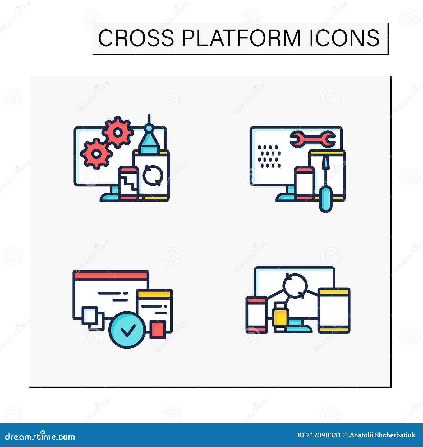 Cross Platform Color Icons Set Stock Vector - Illustration of ...