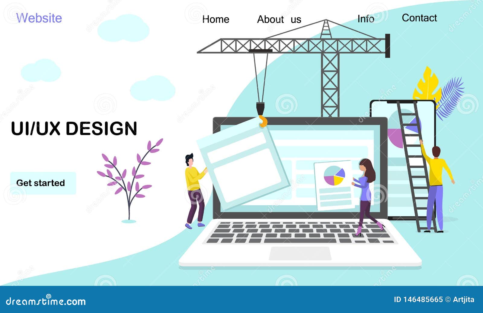 Cross-platform Developmen Landing Page Website Vector Template Stock ...