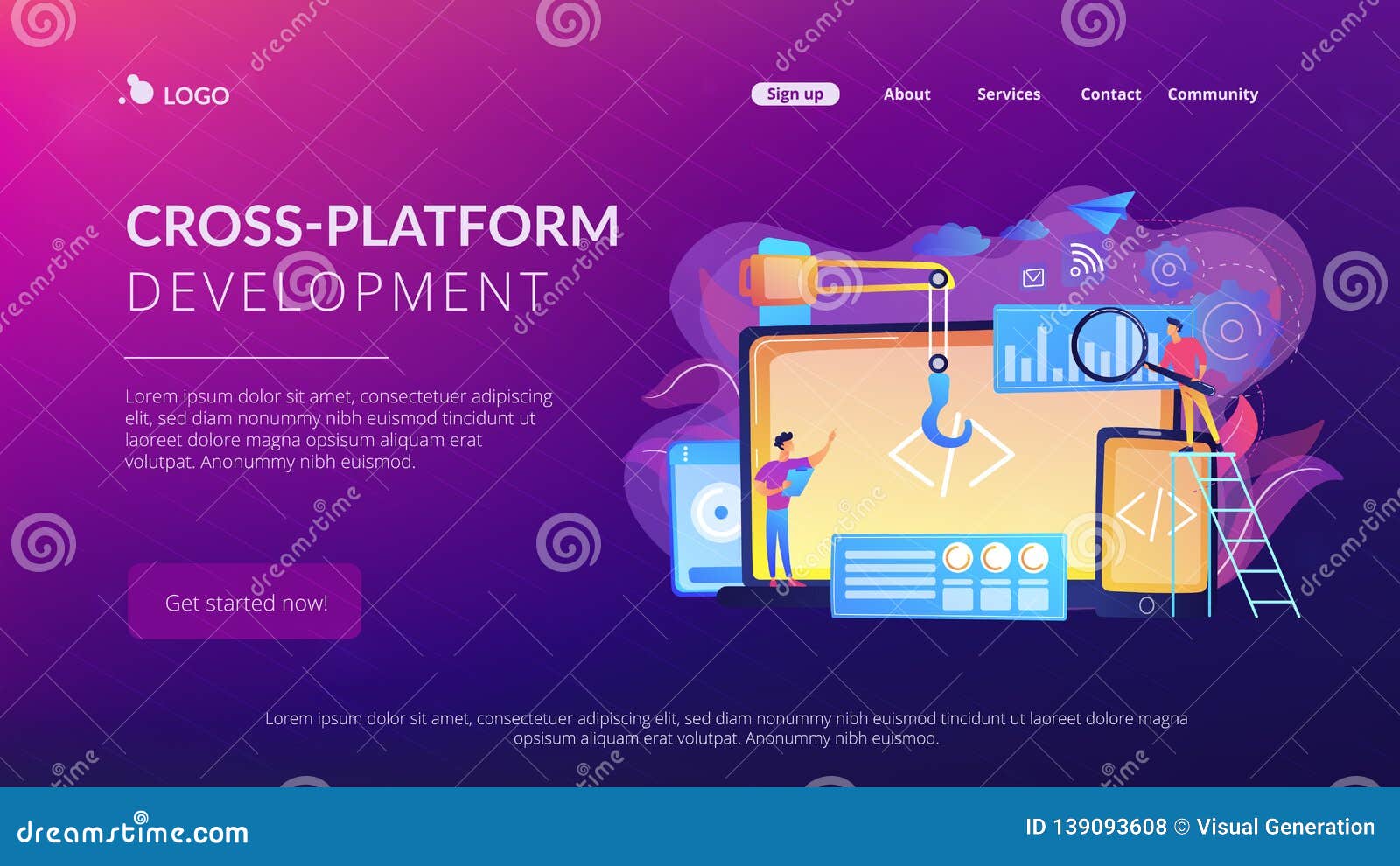 Cross-platform Development Concept Landing Page. Stock Vector ...