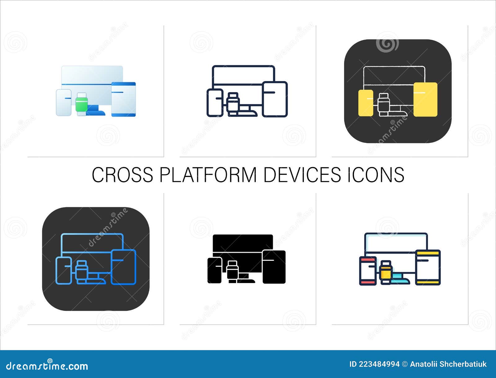 Cross Platform Devices Icons Set Stock Vector - Illustration of ...