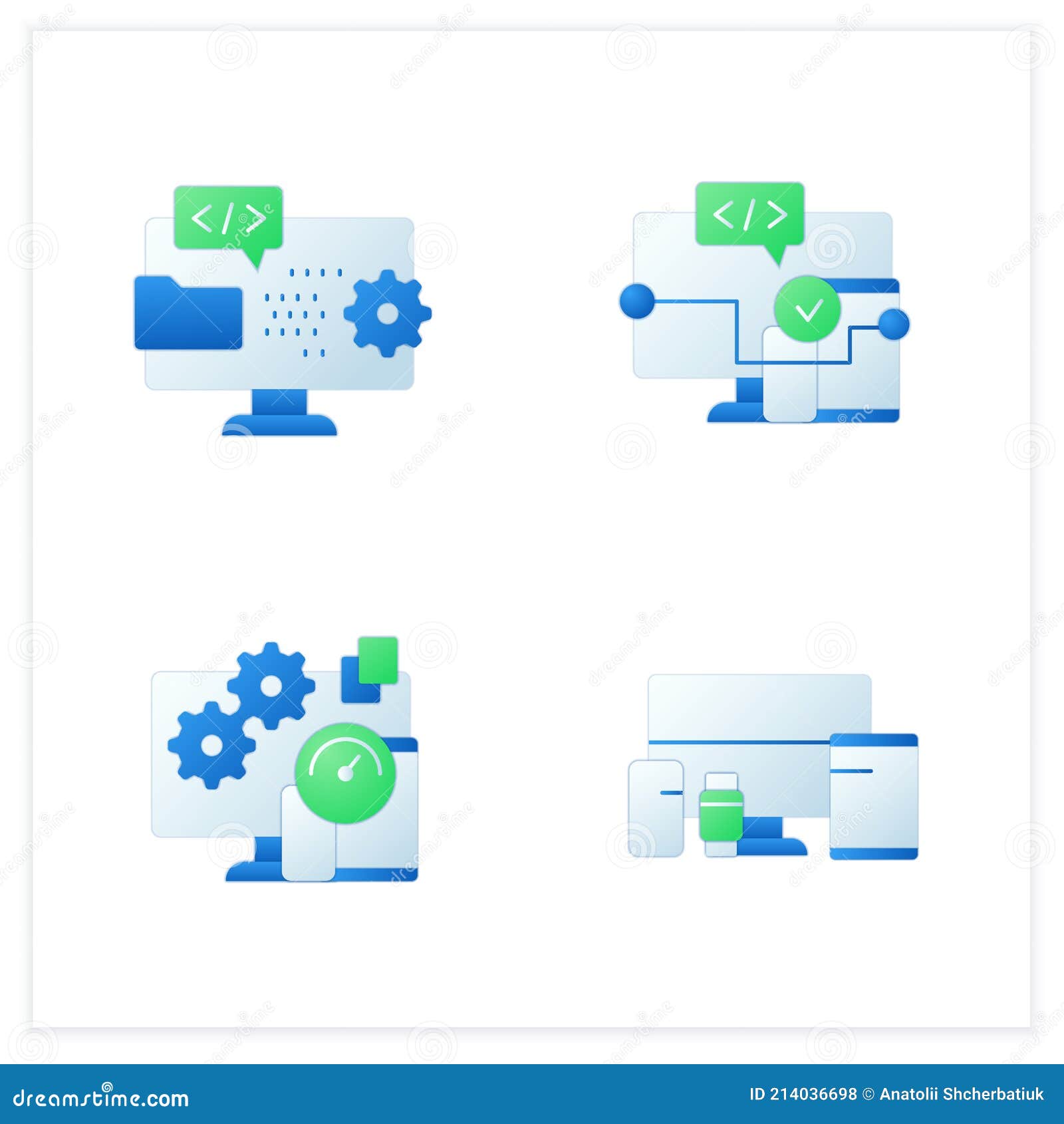 Cross Platform Flat Icons Set Stock Vector - Illustration of network ...