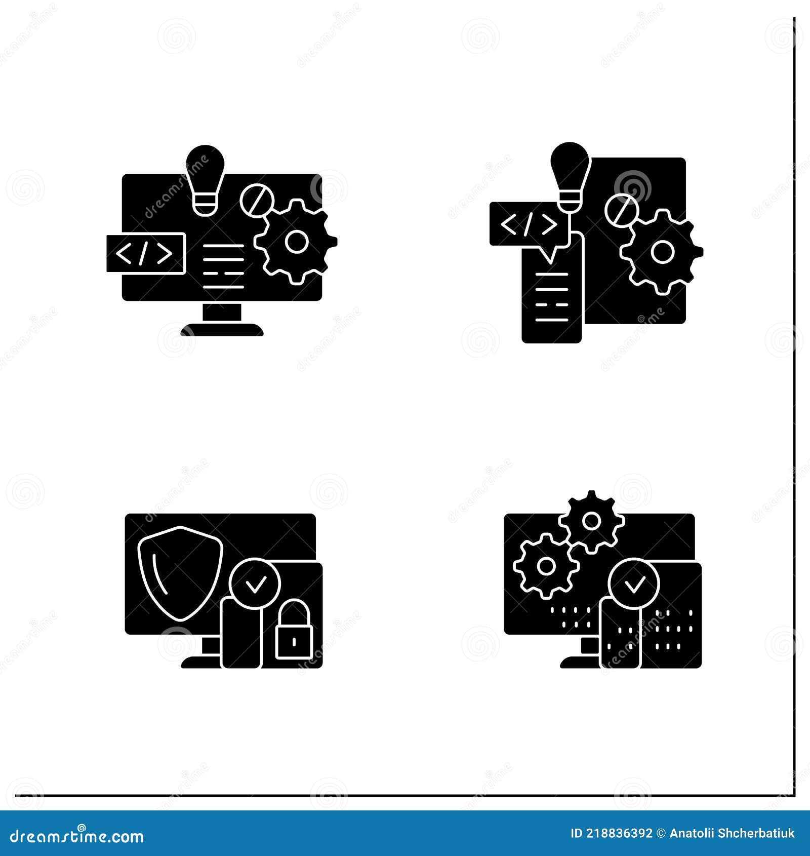 Cross Platform Glyph Icons Set Stock Vector - Illustration of website ...