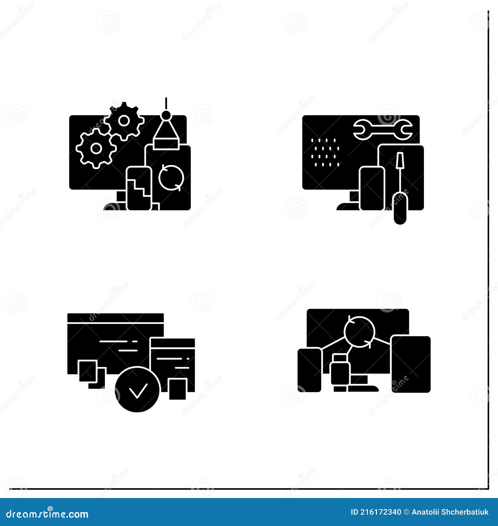 Cross Platform Glyph Icons Set Stock Vector - Illustration of software ...