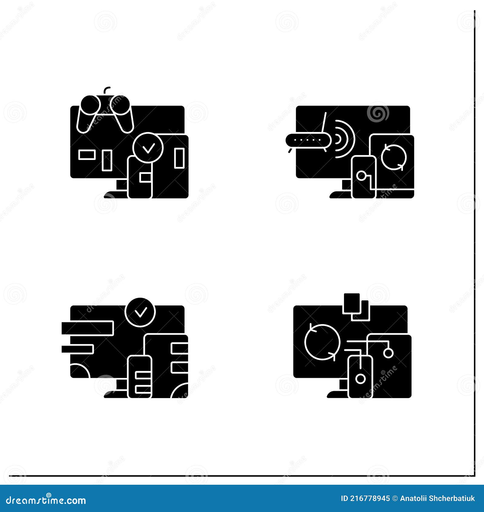 Cross Platform Glyph Icons Set Stock Vector - Illustration of developer ...