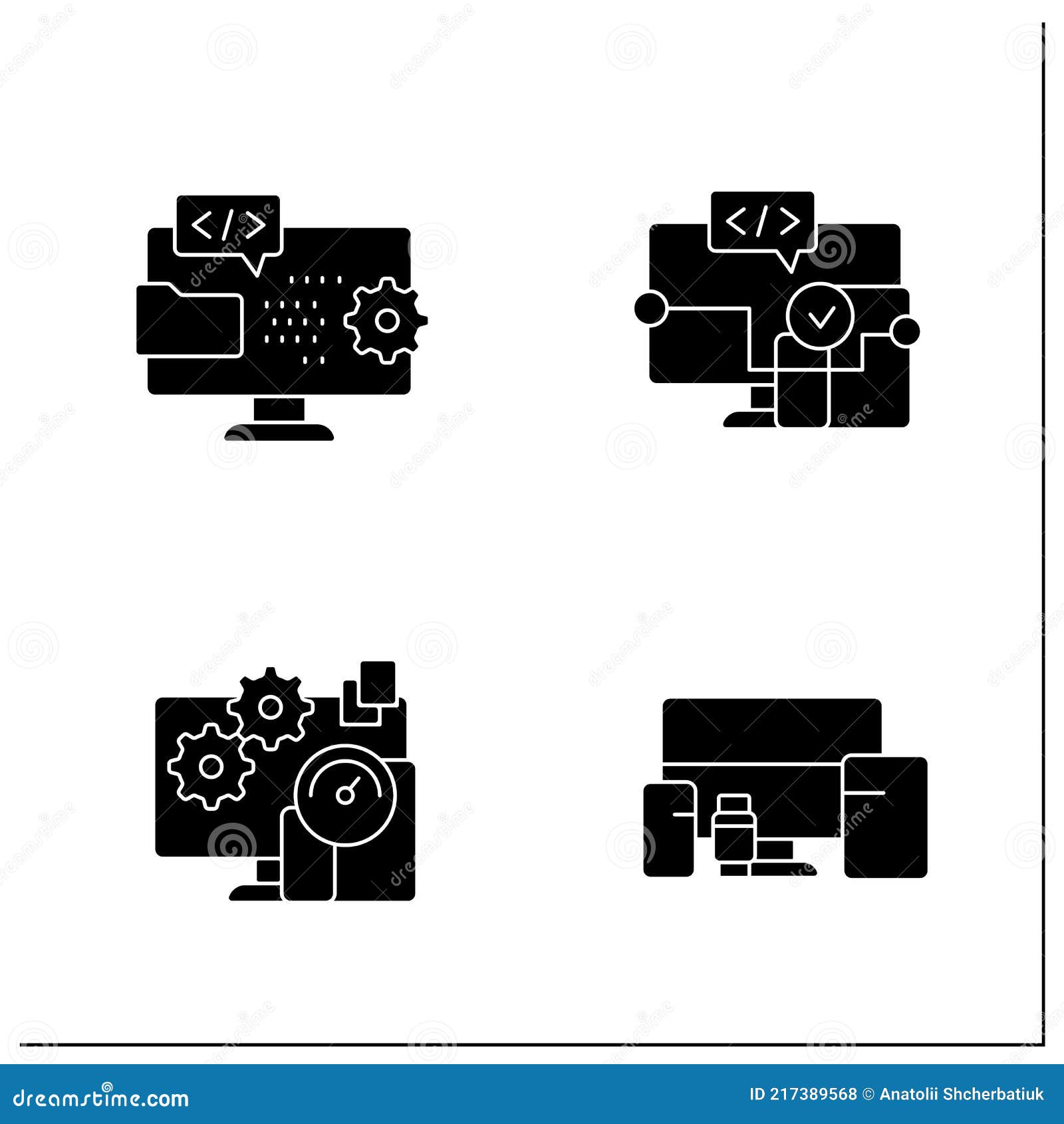 Cross Platform Glyph Icons Set Stock Vector - Illustration of operation ...