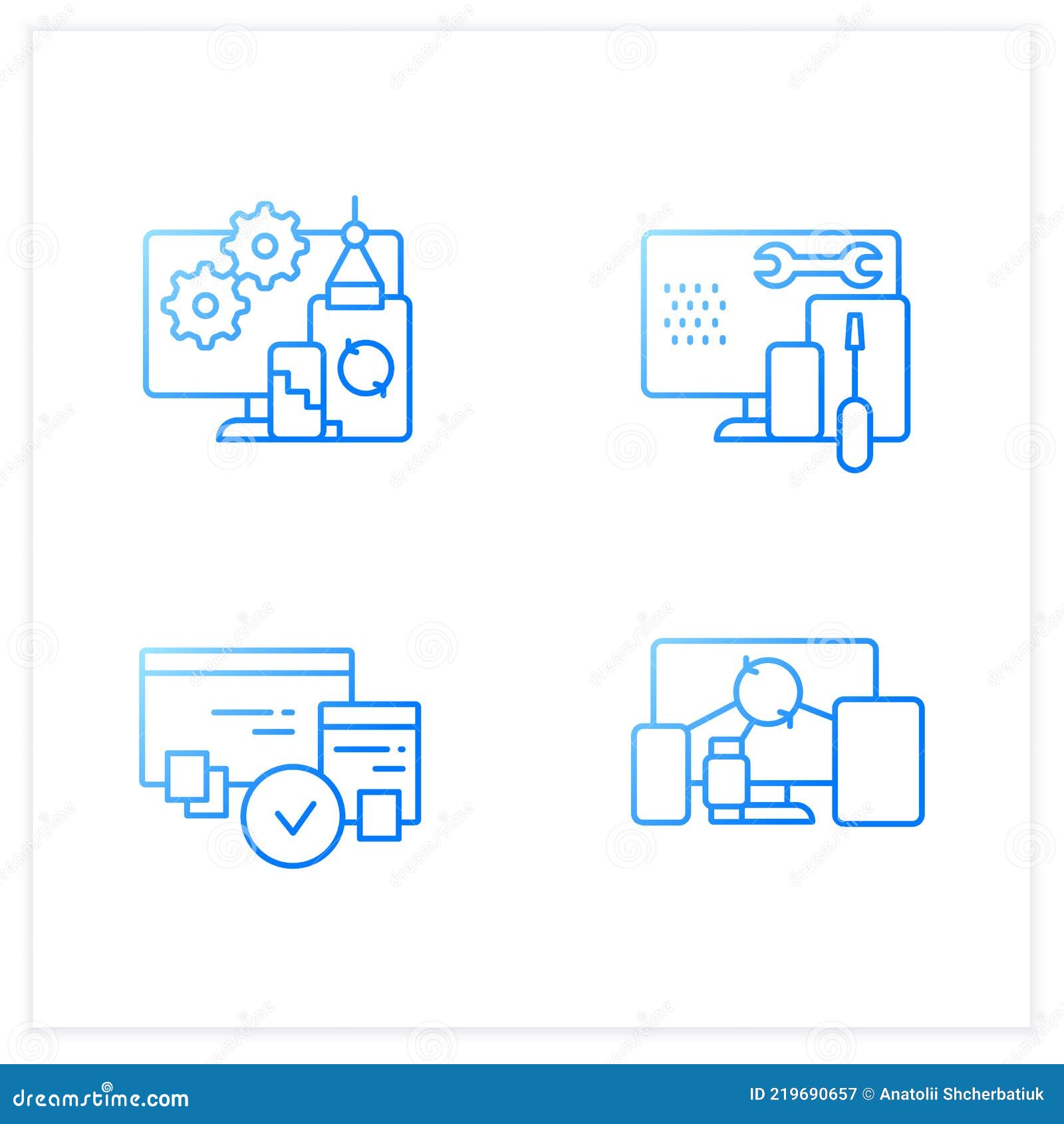 Cross Platform Gradient Icons Set Stock Vector - Illustration of system ...