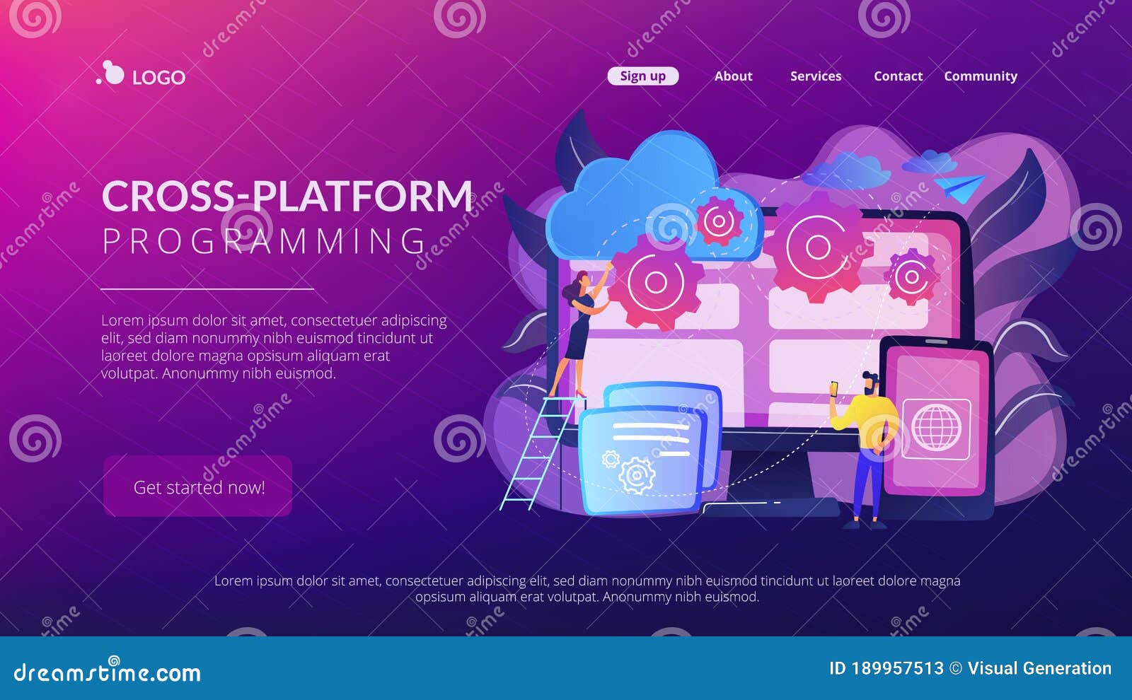 Cross-platform Programming Concept Landing Page. Stock Vector - Illustration of backend ...