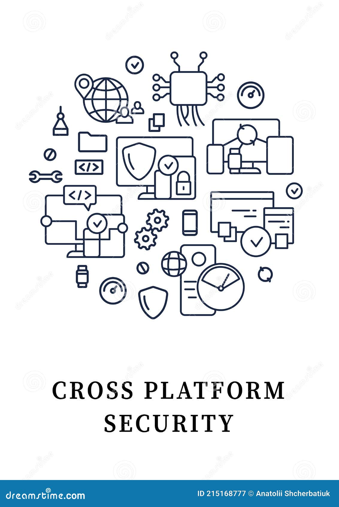 Cross Platform Security Circle Poster Stock Vector - Illustration of circle, website: 215168777