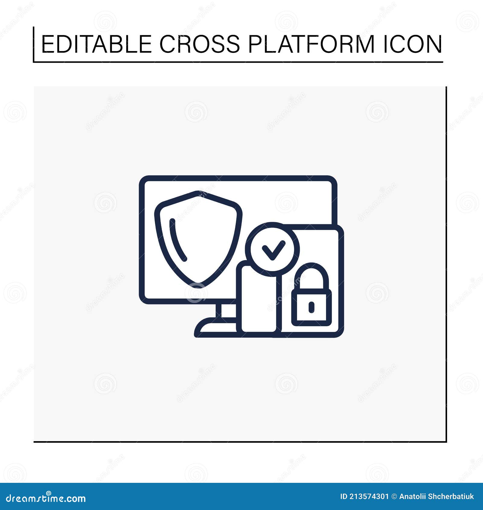 Cross Platform Security Line Icon Stock Vector - Illustration of safety ...