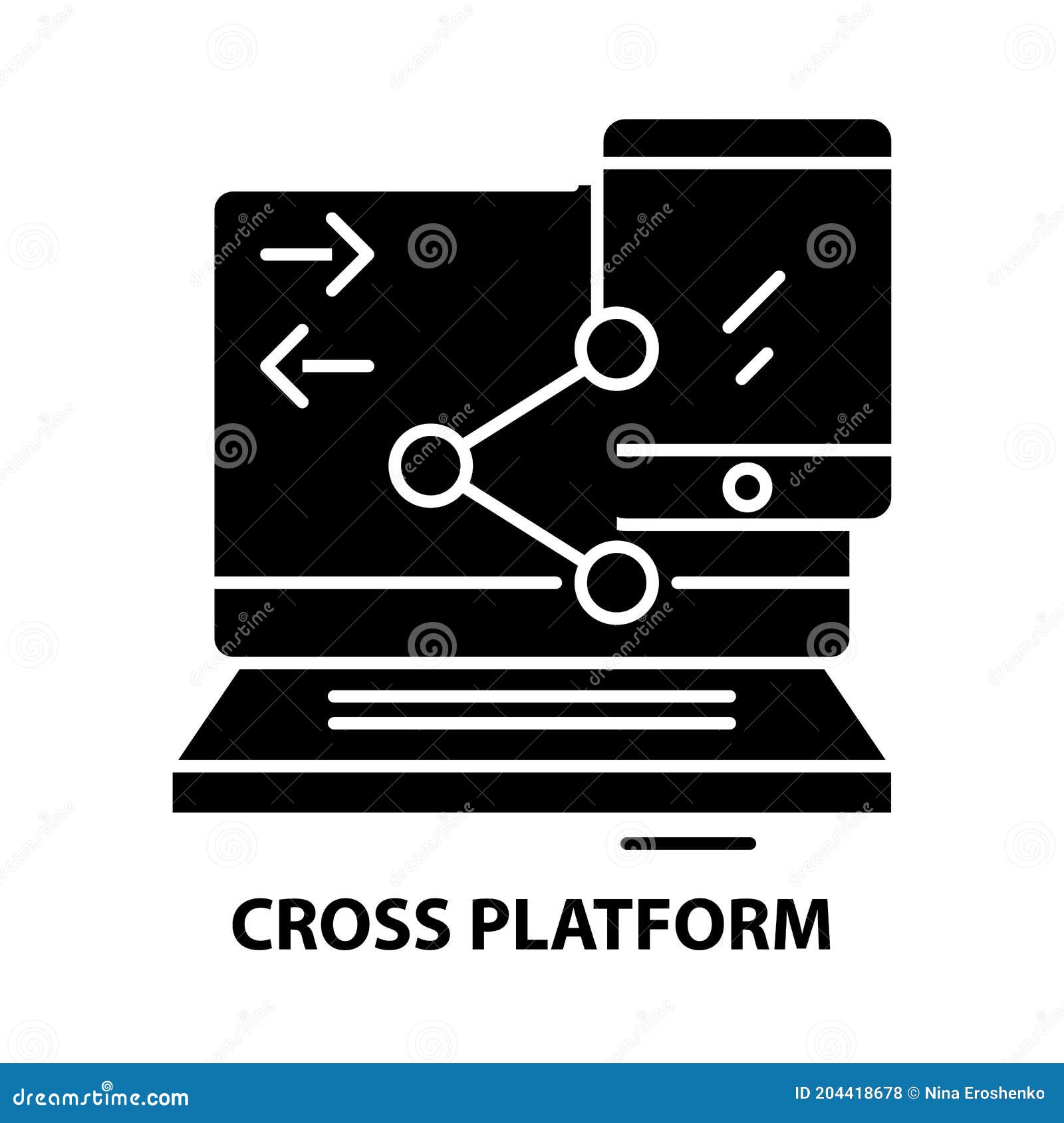 Cross Platform Symbol Icon, Black Vector Sign with Editable Strokes ...